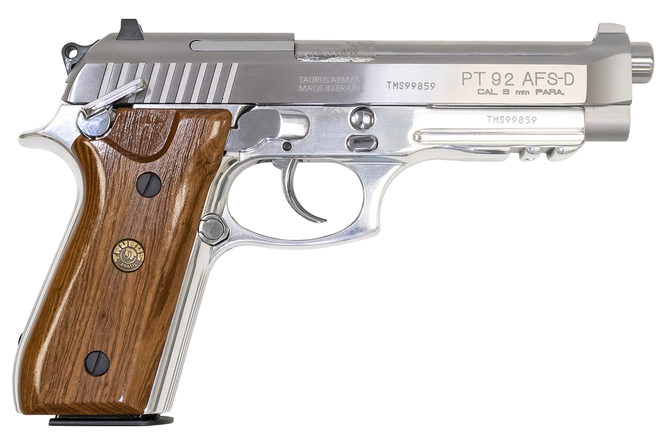 Buy PT 92 AFS-D Stainless 9mm Luger Semi-Automatic Pistol with Wood ...