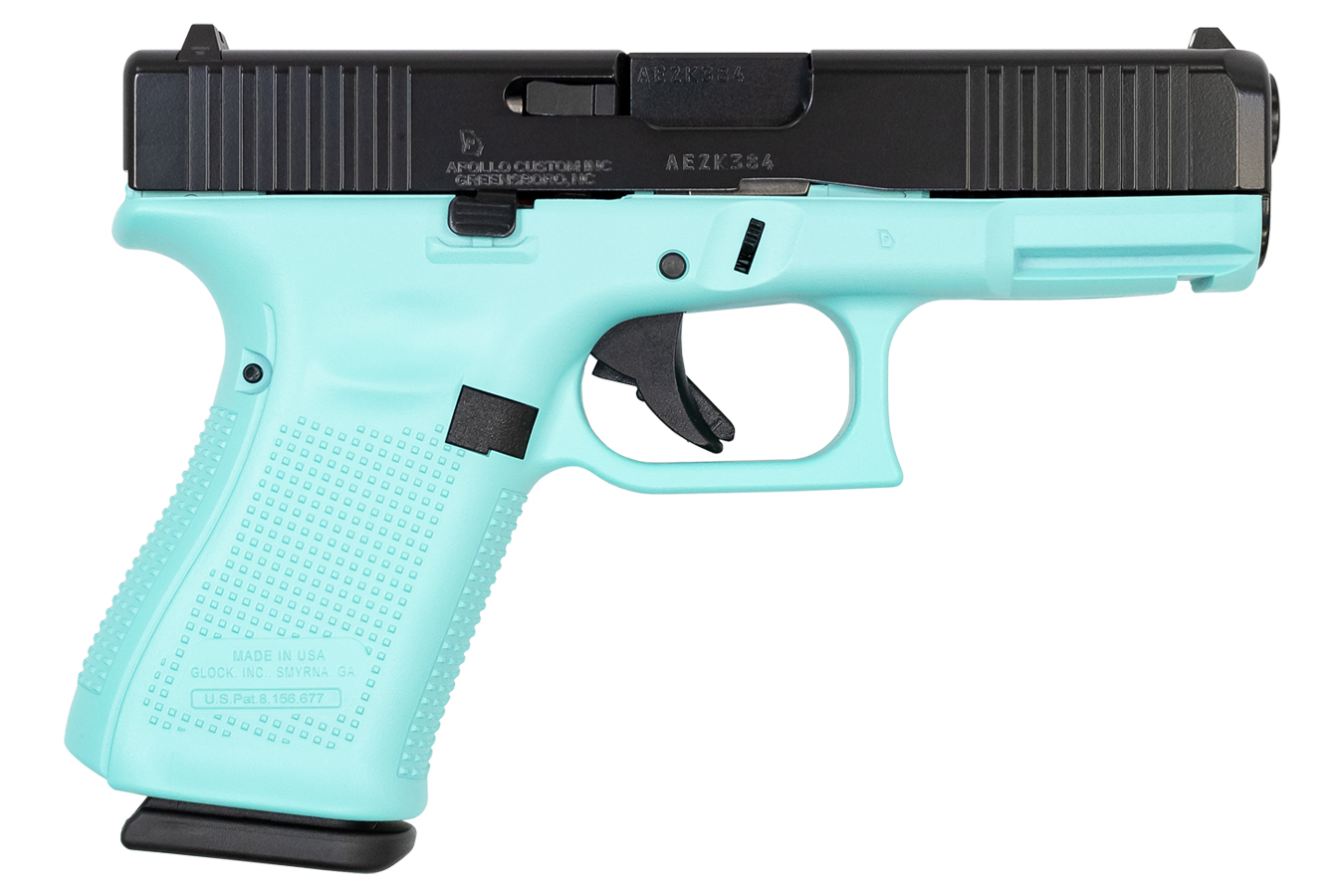 Buy 19 Gen5 9mm 15-Round Pistol with Robins Egg Blue Frame and Black ...